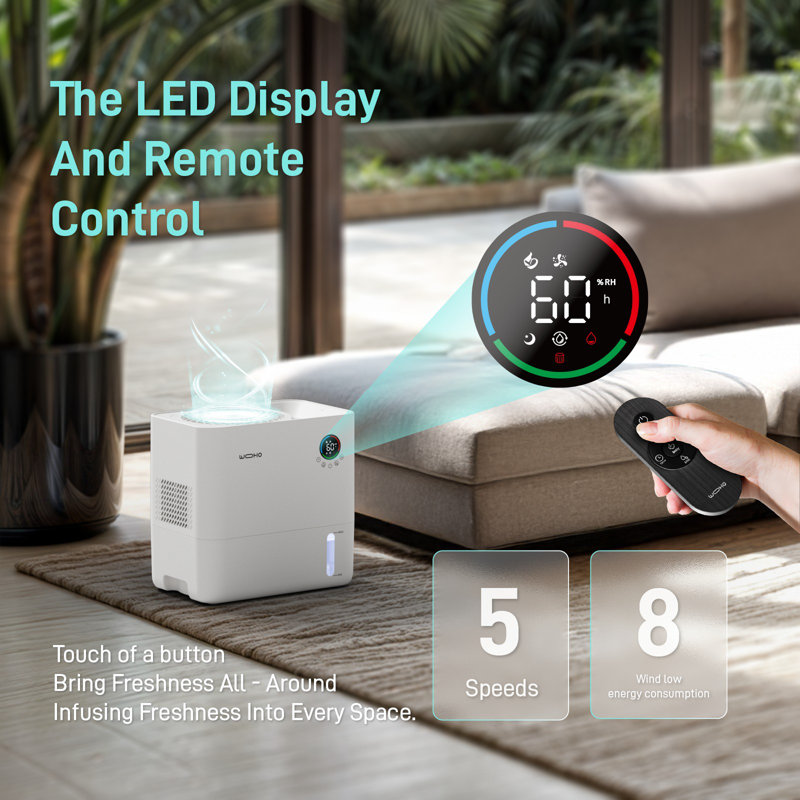 WOOOHOO 1.32 Gal. Mistless 5-Speed Humidifier For 430 Sq. Ft.with Aromatherapy ,Sleep Mode ...